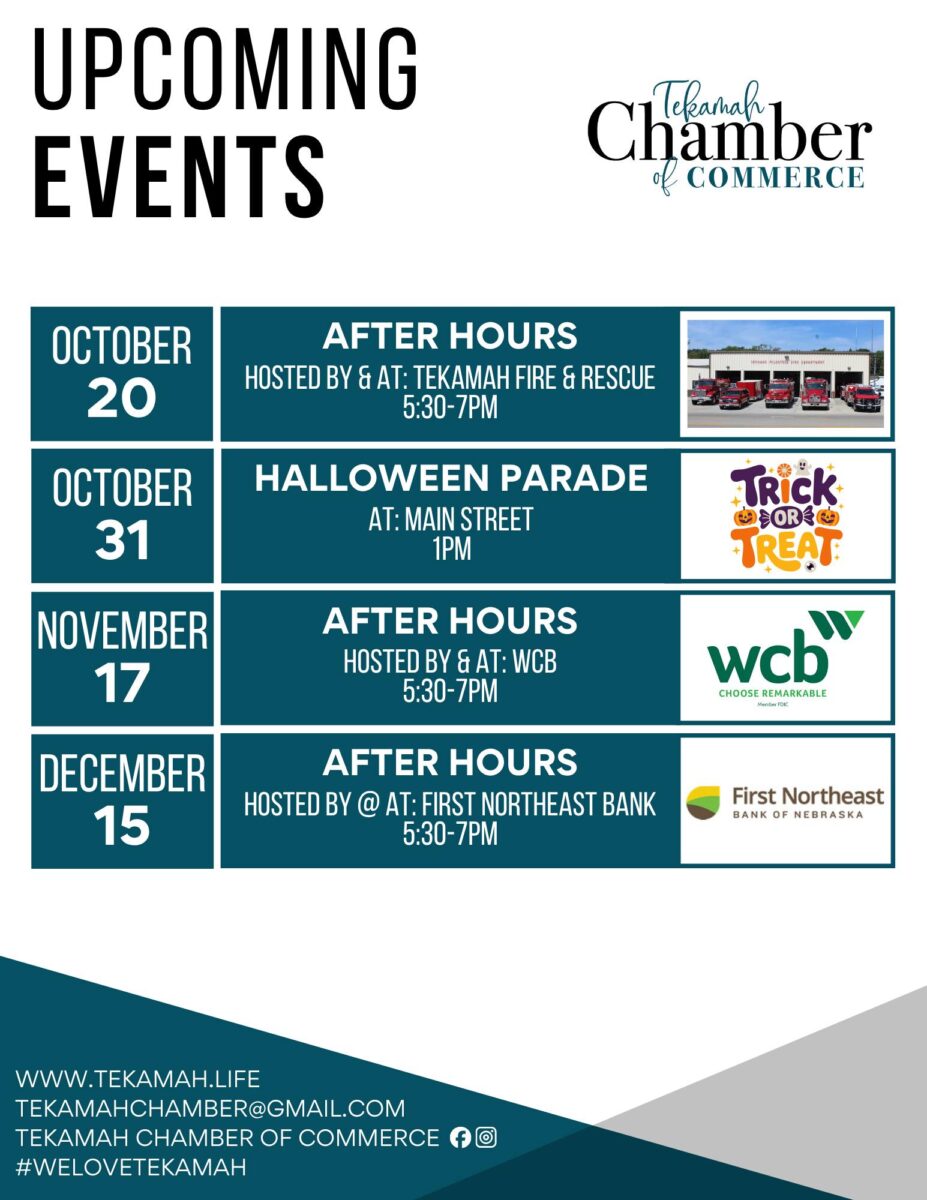 Upcoming October Events | Tekamah Chamber of Commerce | Tekamah Chamber ...